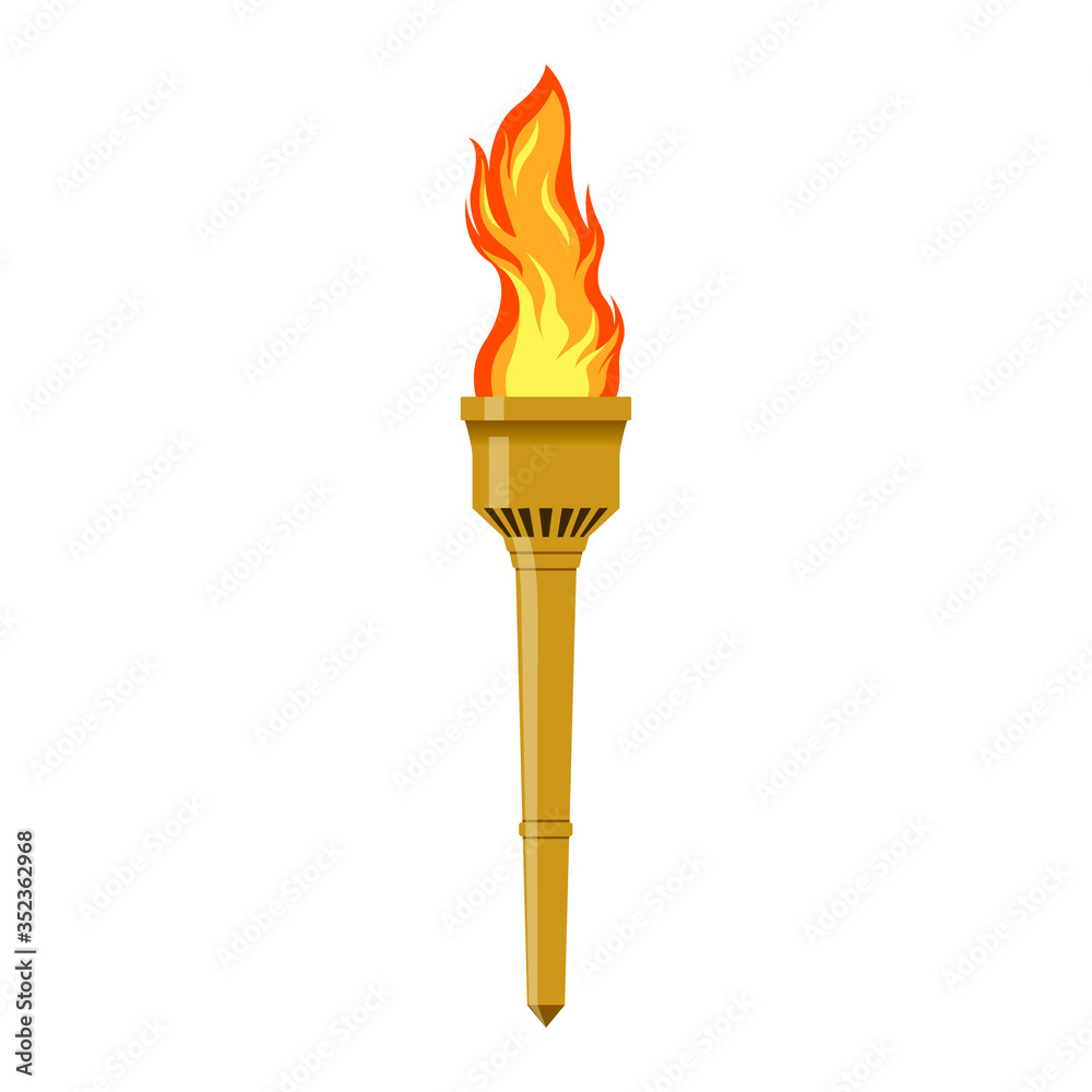 Vector illustration of torch, icon design, isolated on white background ...