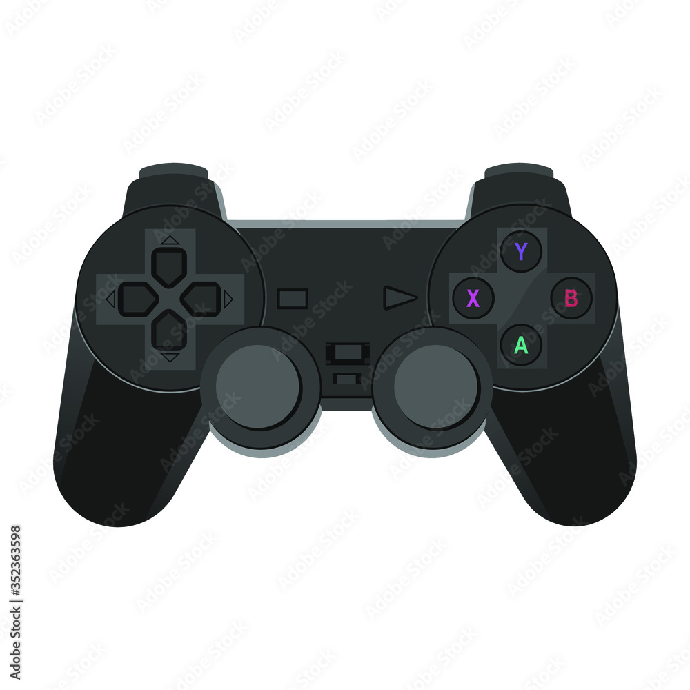 Black gaming controller vector illustration isolated on white ...