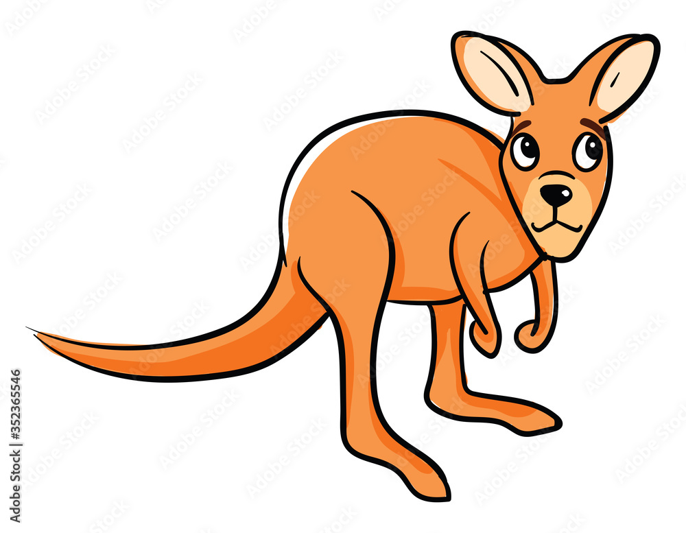 Sad kangaroo , illustration, vector on white background Stock Vector ...