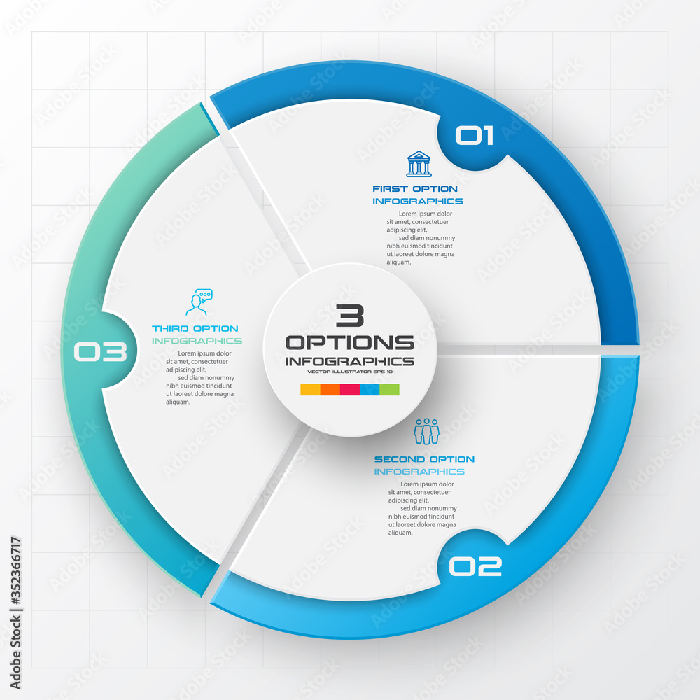 Circle chart infographic template with 3 options,Vector illustration ...