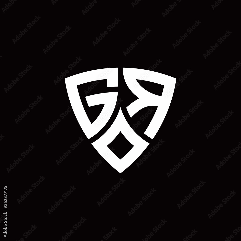GR monogram logo with modern shield style design template Stock Vector ...