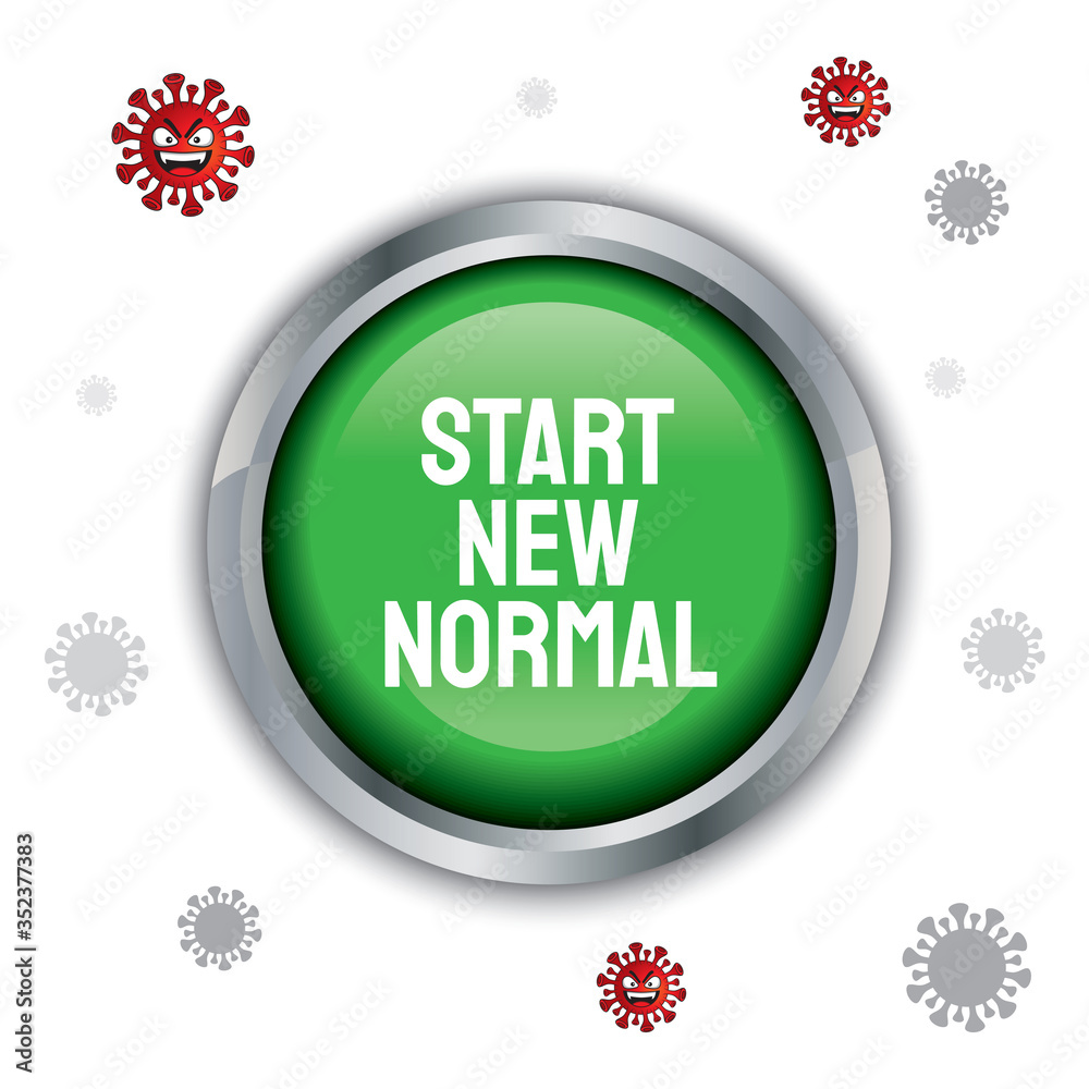 button illustration starts a new normal life after the covid-19 ...