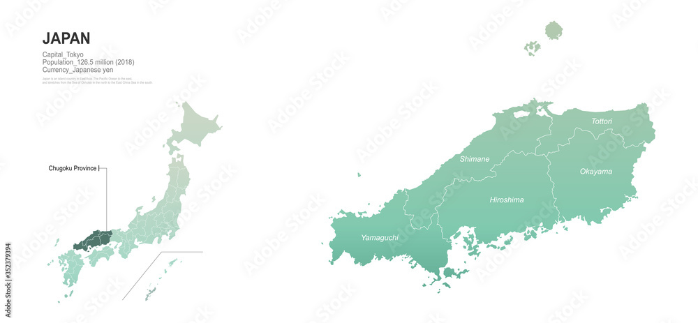 japan provinces map. vector map of japanese rigion. Stock Vector ...
