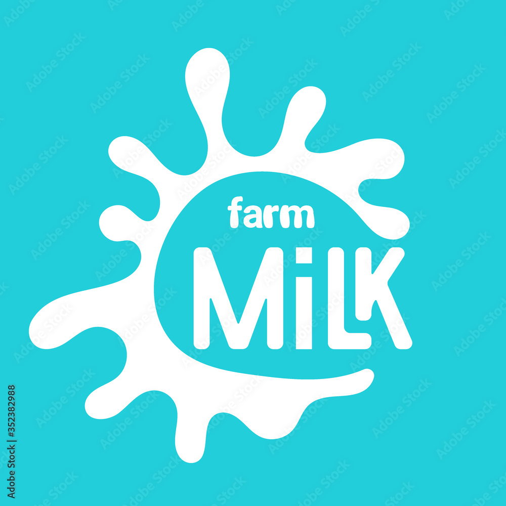 Milk circle badge and dairy labels with splashes and bolts. Milk badge ...