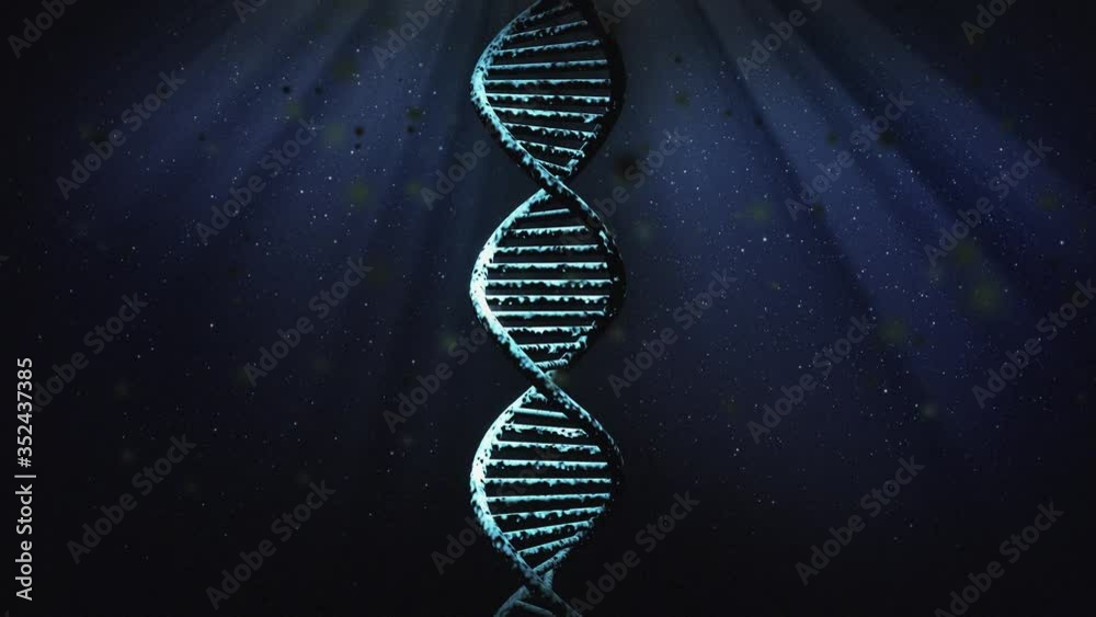 Artistic DNA structure rotating animation background with dark or sick ...