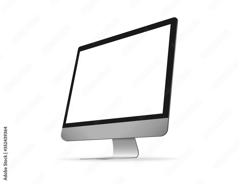 Computer mockup. Realistic design of desktop screen. Device display in ...