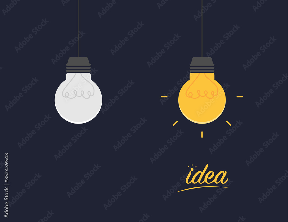 Idea lamps. Illumination energy from lamps. Inspiration illustration ...
