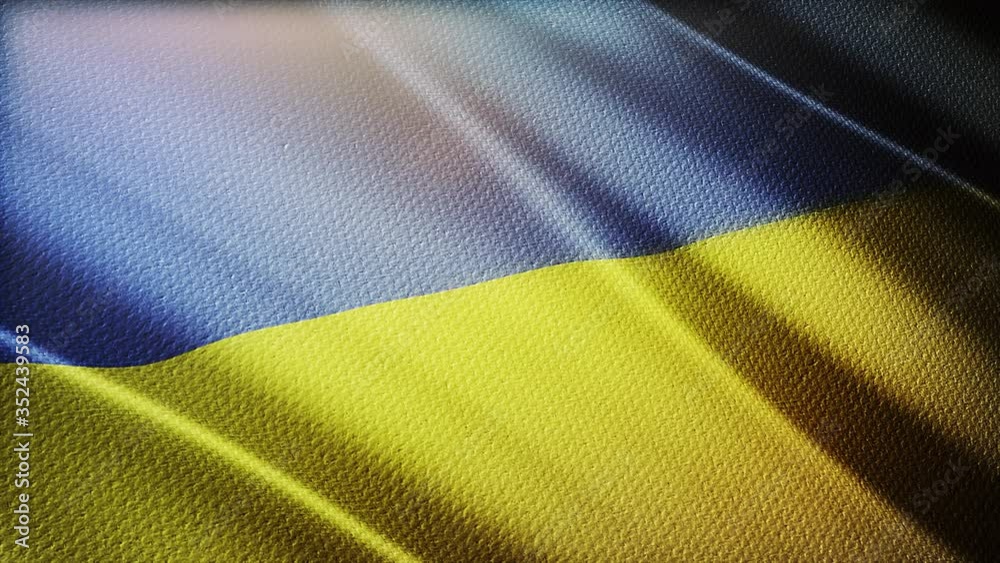 4k Ukraine National flag slow waving with visible wrinkles in ...