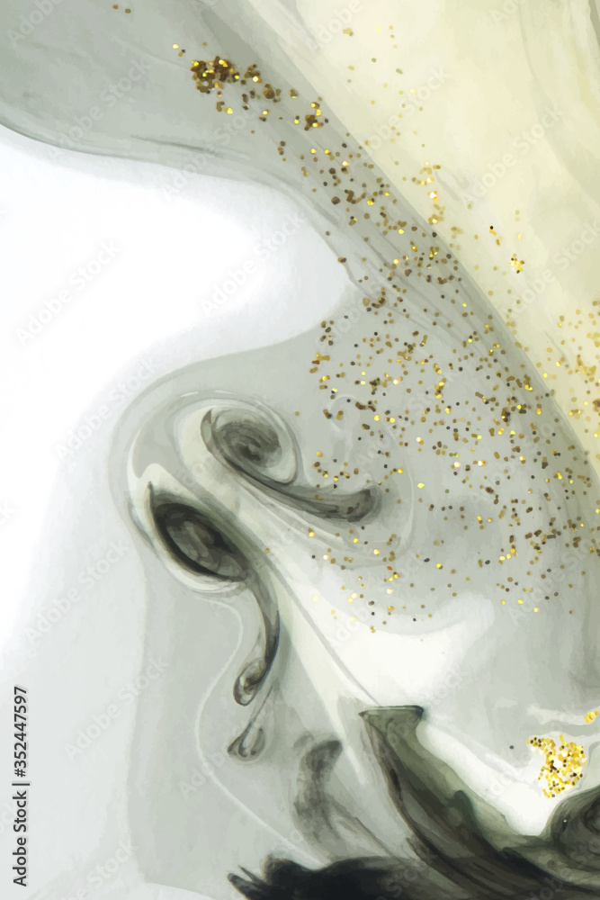 Abstract black watercolor and gold glitter background vector Stock ...