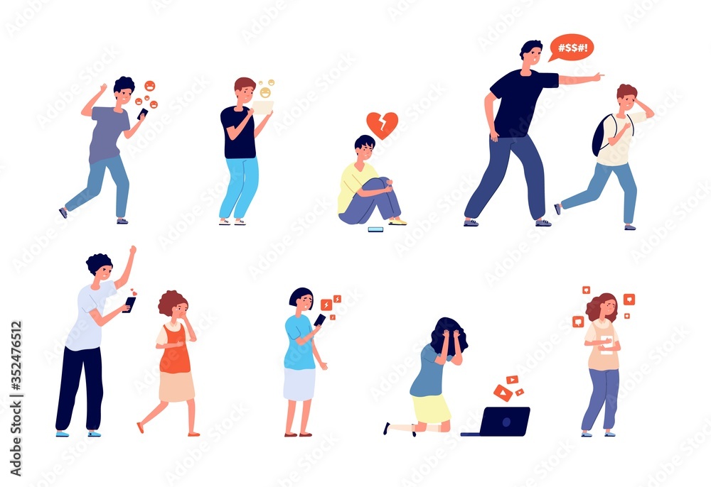 Teenage problems. Teens trouble, unhappy kids. Parents control and ...