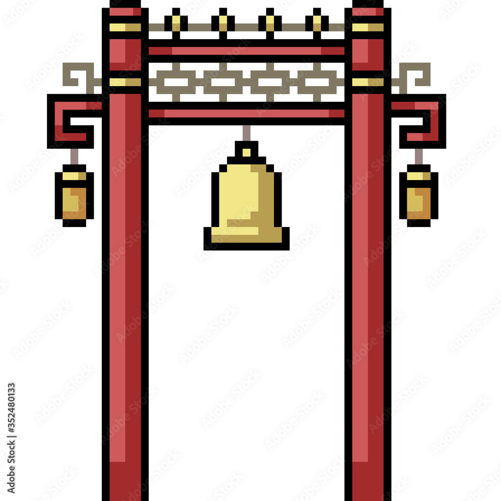 vector pixel art isolated luxury gate bell Stock Vector | Adobe Stock
