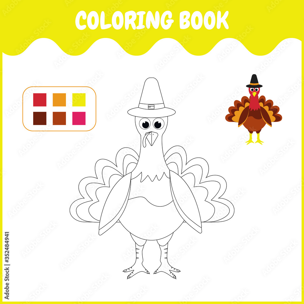 Beautiful Turkey to be colored, the coloring book for preschool kids ...