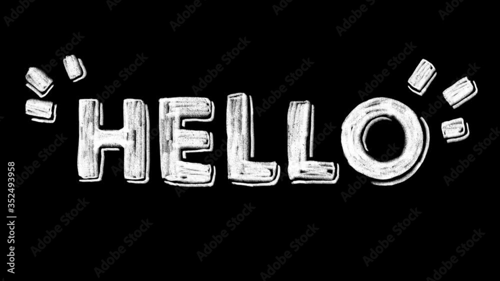 Animated phrase Hello. Moving hand drawn text message. HD 2d cel loop ...