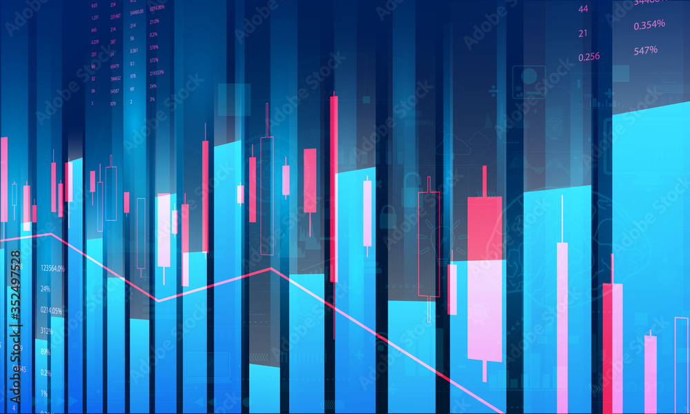stock market, economic graph with diagrams, business and financial ...