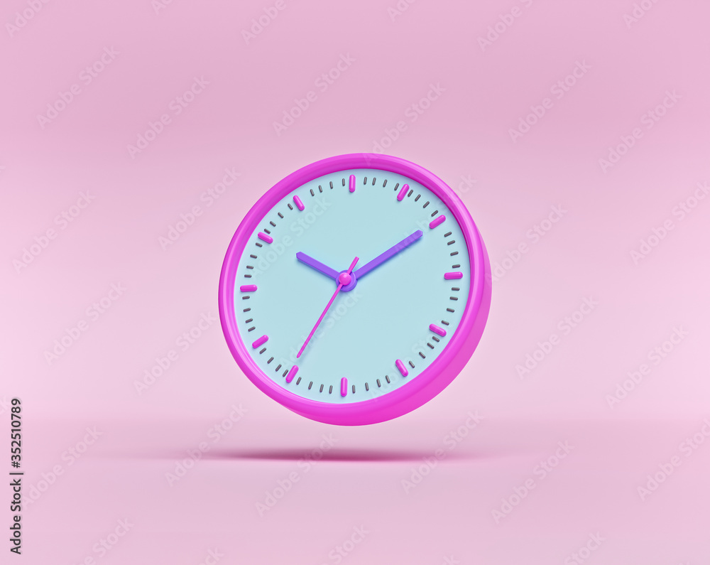 concept of time. analog clock on pastel pink background. minimal design ...