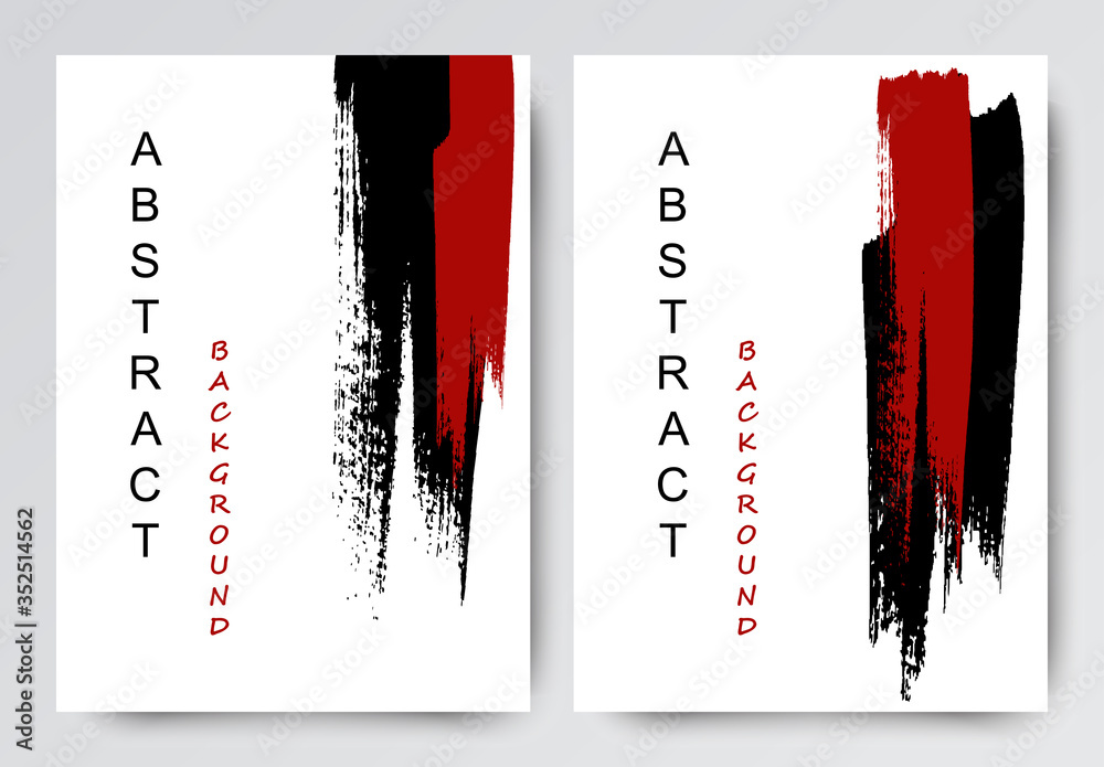 Smears of black and red paint on a white background. Vector set of ...