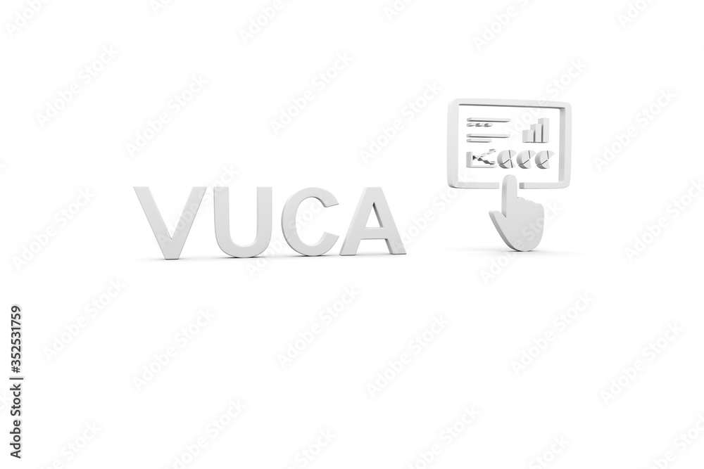 VUCA concept white background 3d render illustration Stock Illustration ...