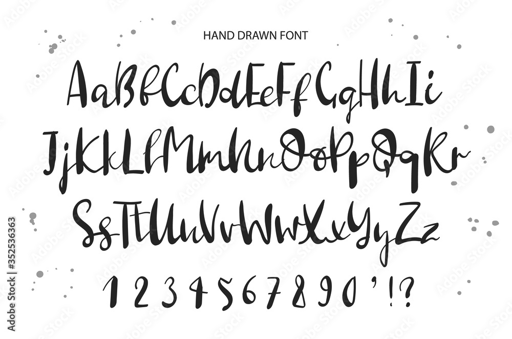 Vector hand drawn alphabet. Brush painted letters, rough contour.Hand ...