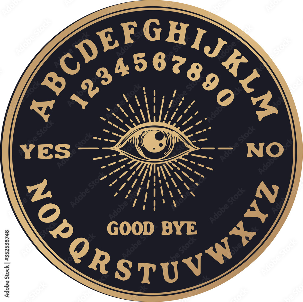 Ouija planchette with eye of providence line art, vector illustration ...