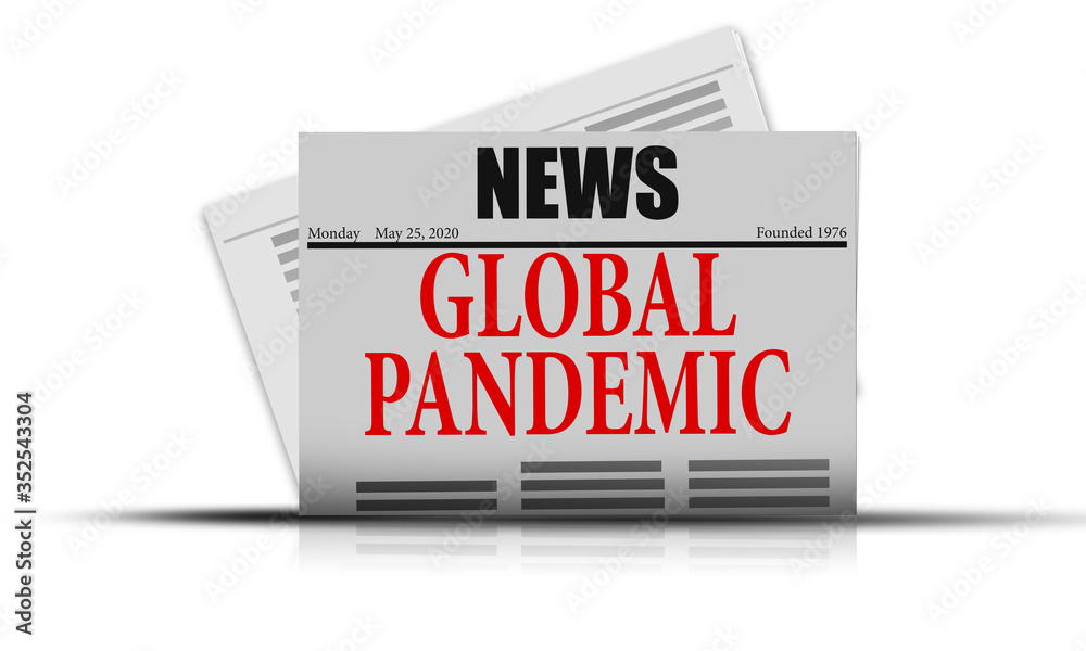 Newspaper front page alert global pandemic outbreak Stock Illustration ...