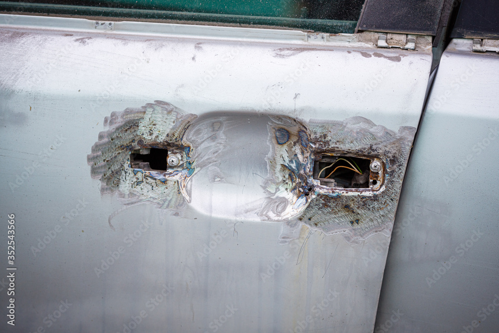 refined metal from rust, corrosion of metal on a car Stock Photo ...