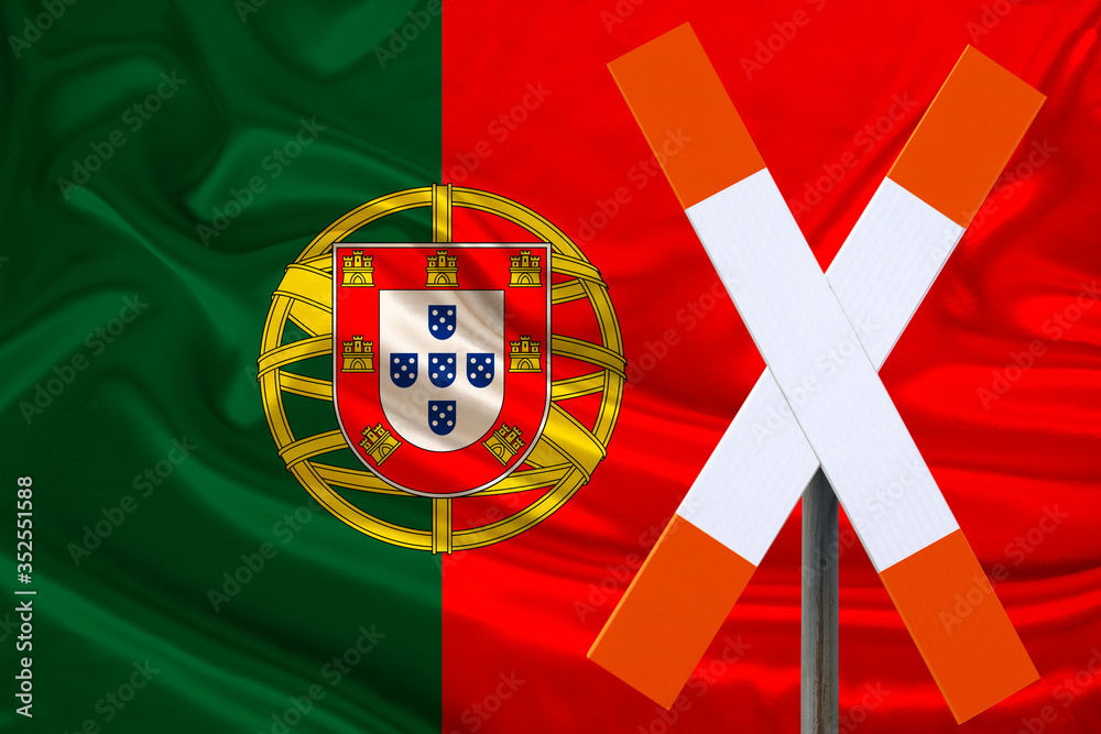 customs sign, stop, attention against the background of the silk ...