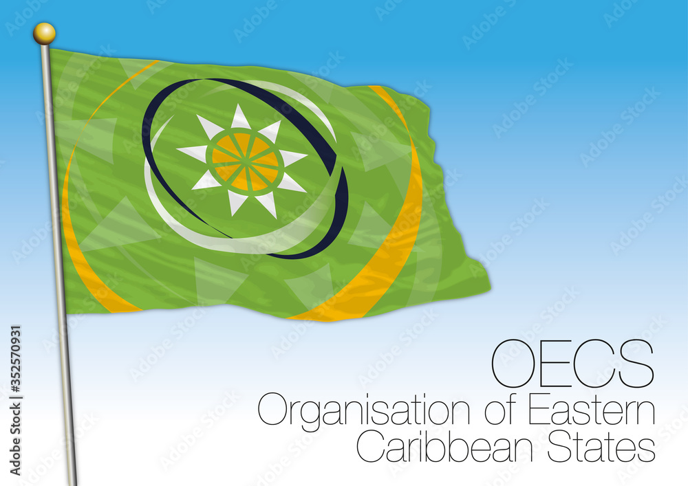 OECS, Organization of Eastern Caribbean States flag and symbol, central ...