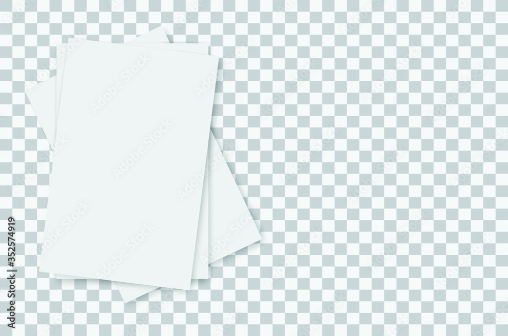 Vector A4 format paper with shadows on transparent background, Empty ...