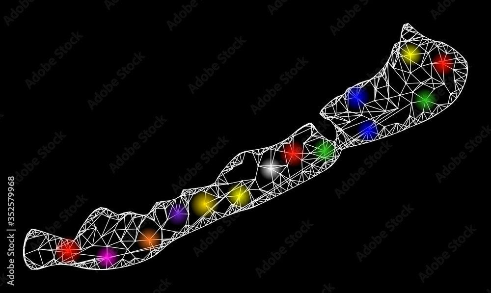 Web mesh vector map of Balaton Lake with glare effect on a black ...