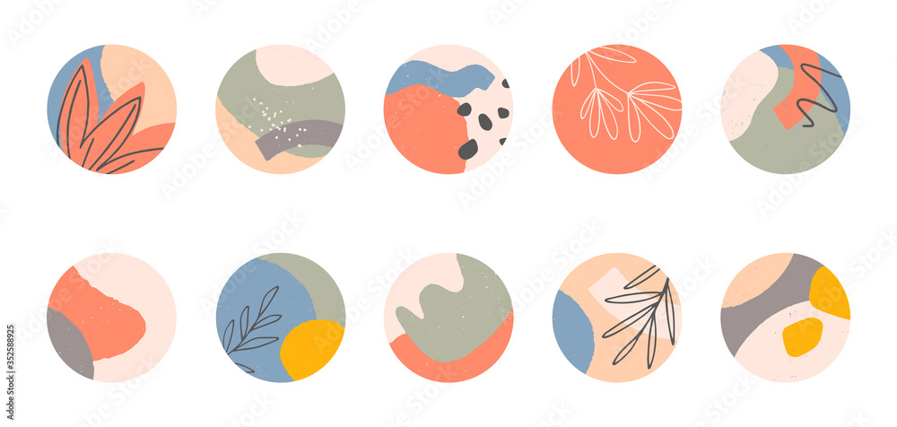 Bundle of insta highlights covers.Modern vector layouts with hand drawn ...