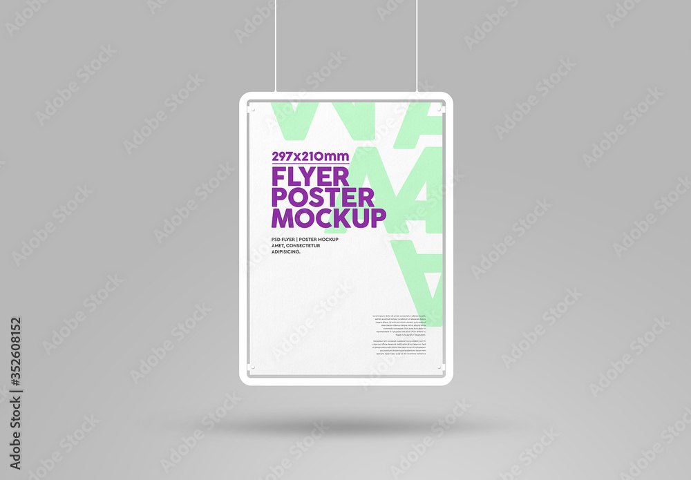 Hanging White Frame Flyer Mockup Stock Template | Adobe Stock