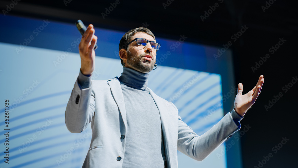Portrait of Motivational Speaker, Talking about Happiness, Self ...