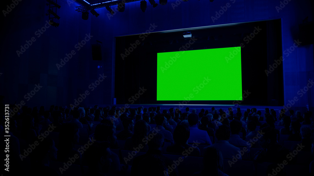 In the Modern Movie Theater Captivated Audience Watching New ...