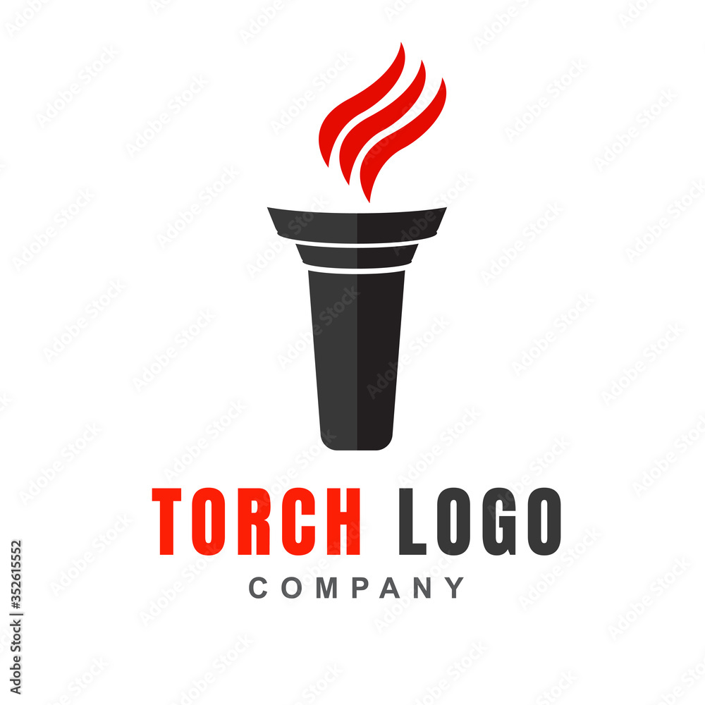 Torch logo icon design template with burning flame fire shape. Light ...