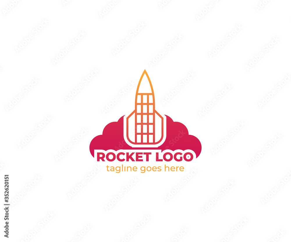 Rocket logo concept design. Space shuttle, spaceship launch icon ...