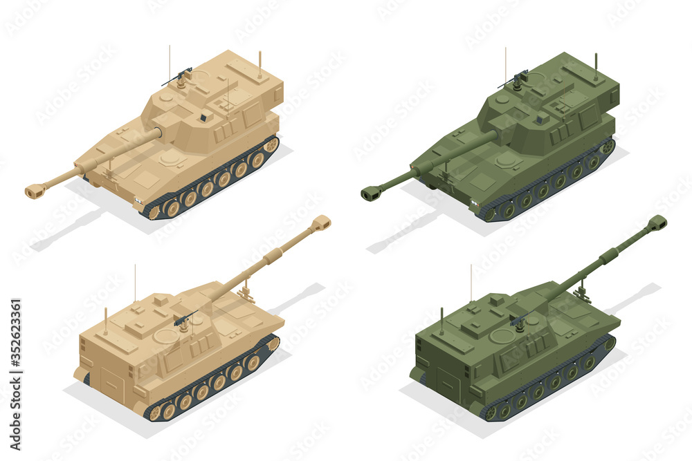 Isometric M109 is an American 155 mm turreted self-propelled howitzer ...