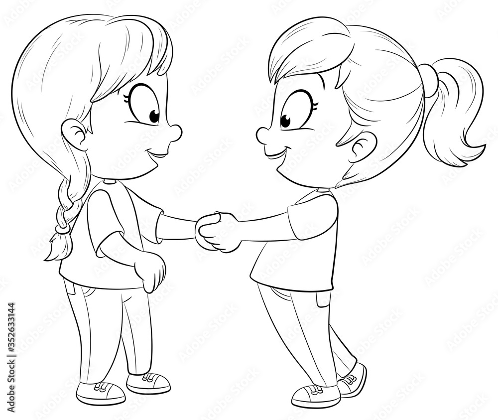 Mädchen geben sich die Hand - Vektor-Illustration Stock Vector | Adobe ...
