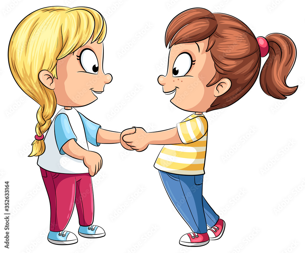Mädchen geben sich die Hand - Vektor-Illustration Stock Vector | Adobe ...