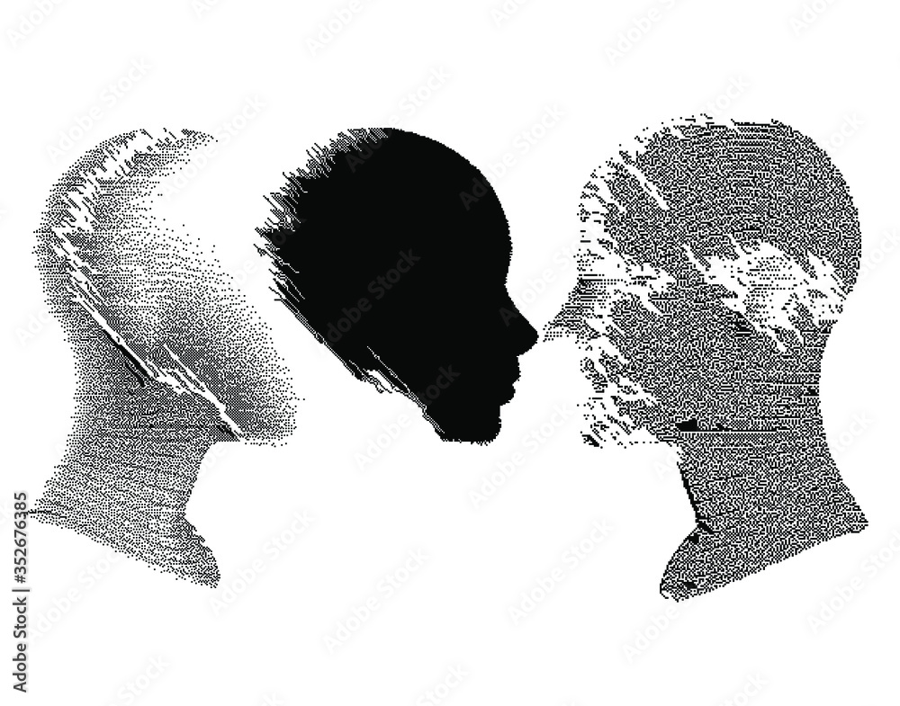 Narcissistic personality disorder. Two splitted heads of person and its ...