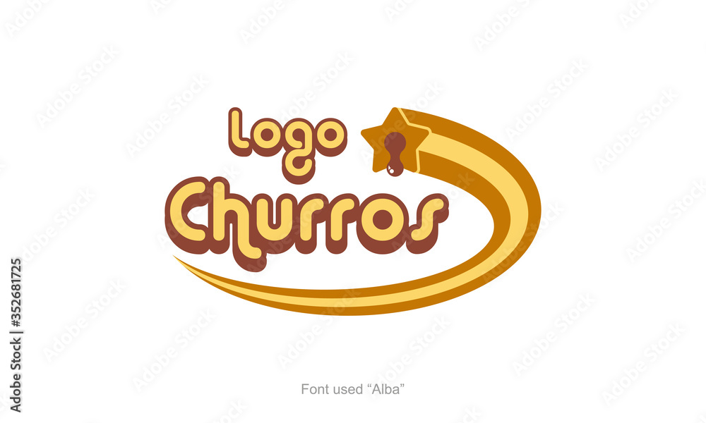 Churro Logo in three colors with a star and a drop of chocolate, cute ...