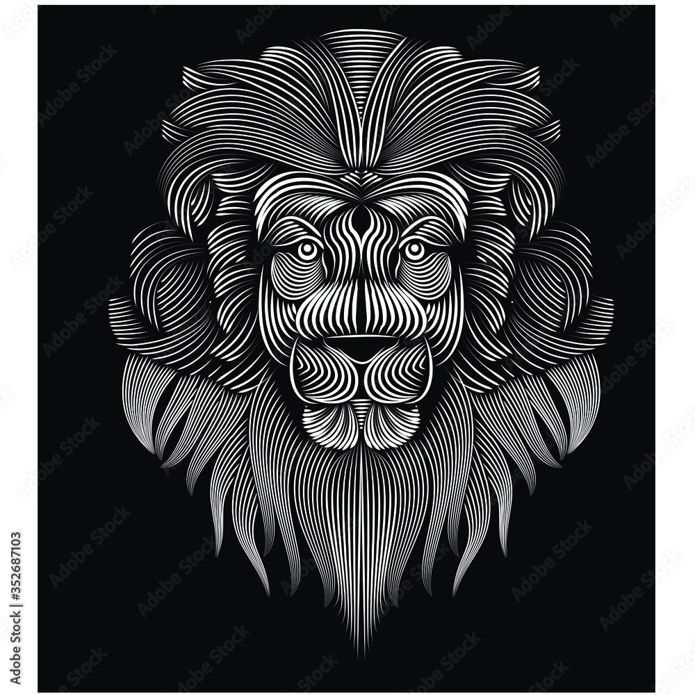 lion vector line art for t-shirt or logo designs Stock Vector | Adobe Stock