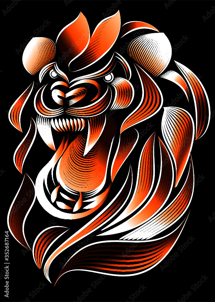 lion vector line art for t-shirt or logo designs Stock Vector | Adobe Stock