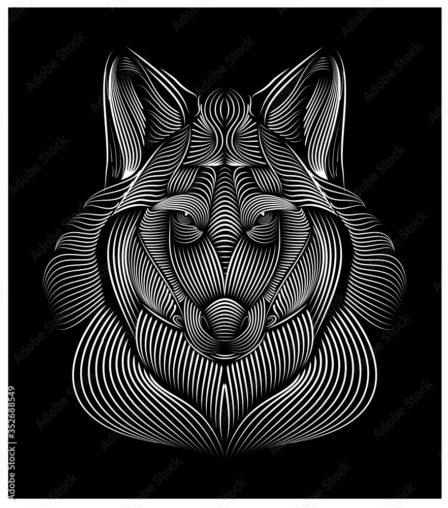 wolf vector line art for t-shirt or logo designs Stock Vector | Adobe Stock