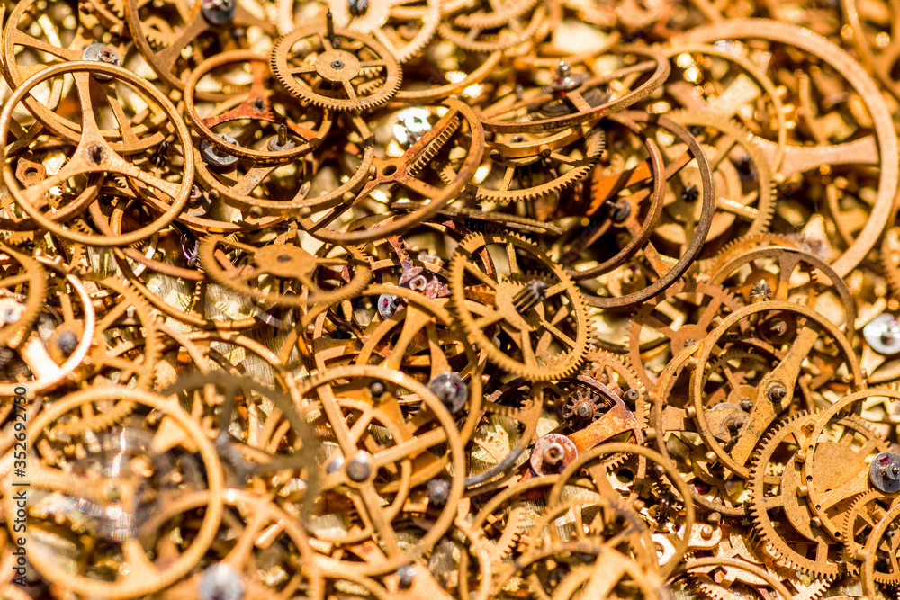 Mechanical watch repairing concept. closeup the parts of mechanical ...