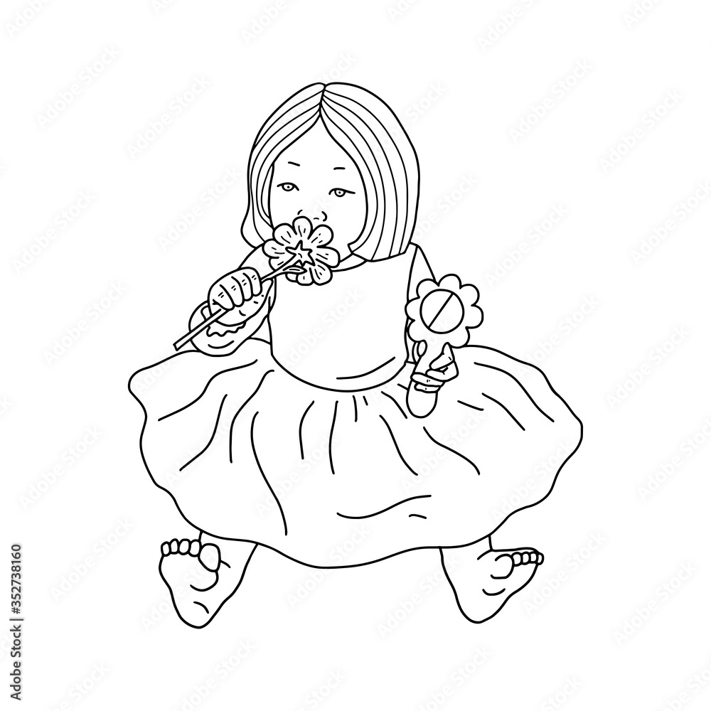 Vecteur Stock Silhouette of a little girl on a white background ...