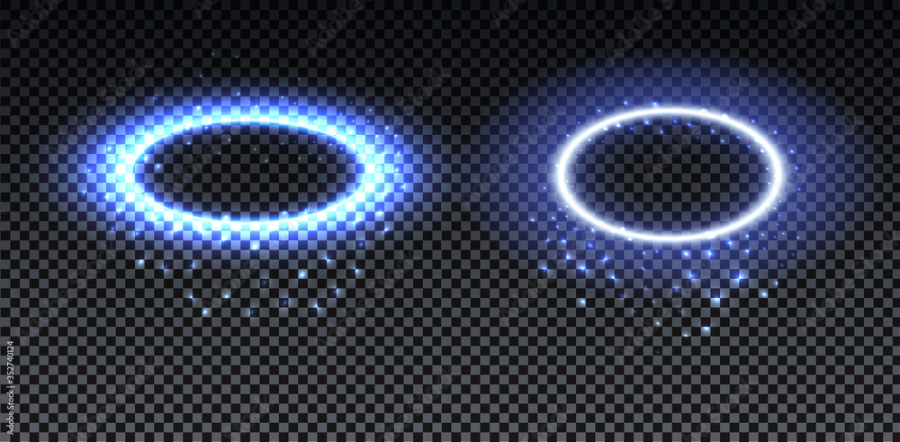 Blue Bright halo. Abstract glowing circles. Light optical effect halo ...