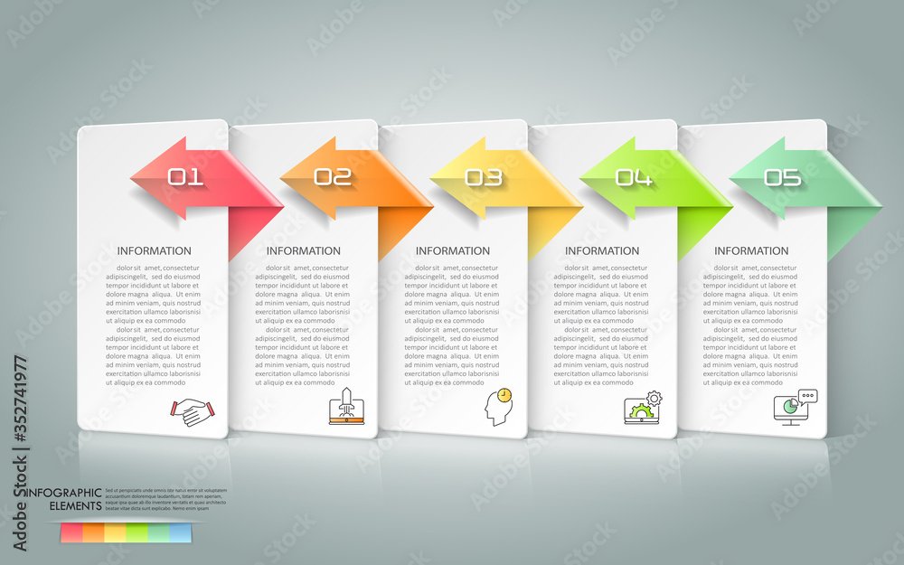 Design infographic template 5 options. Business concept can be used for ...