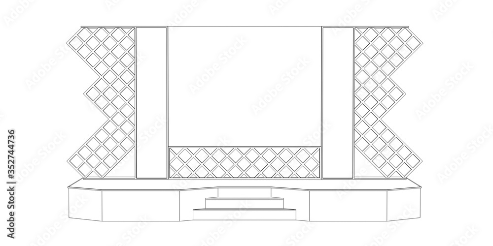 3d illustration stage backdrop ornament decoration with blank space ...