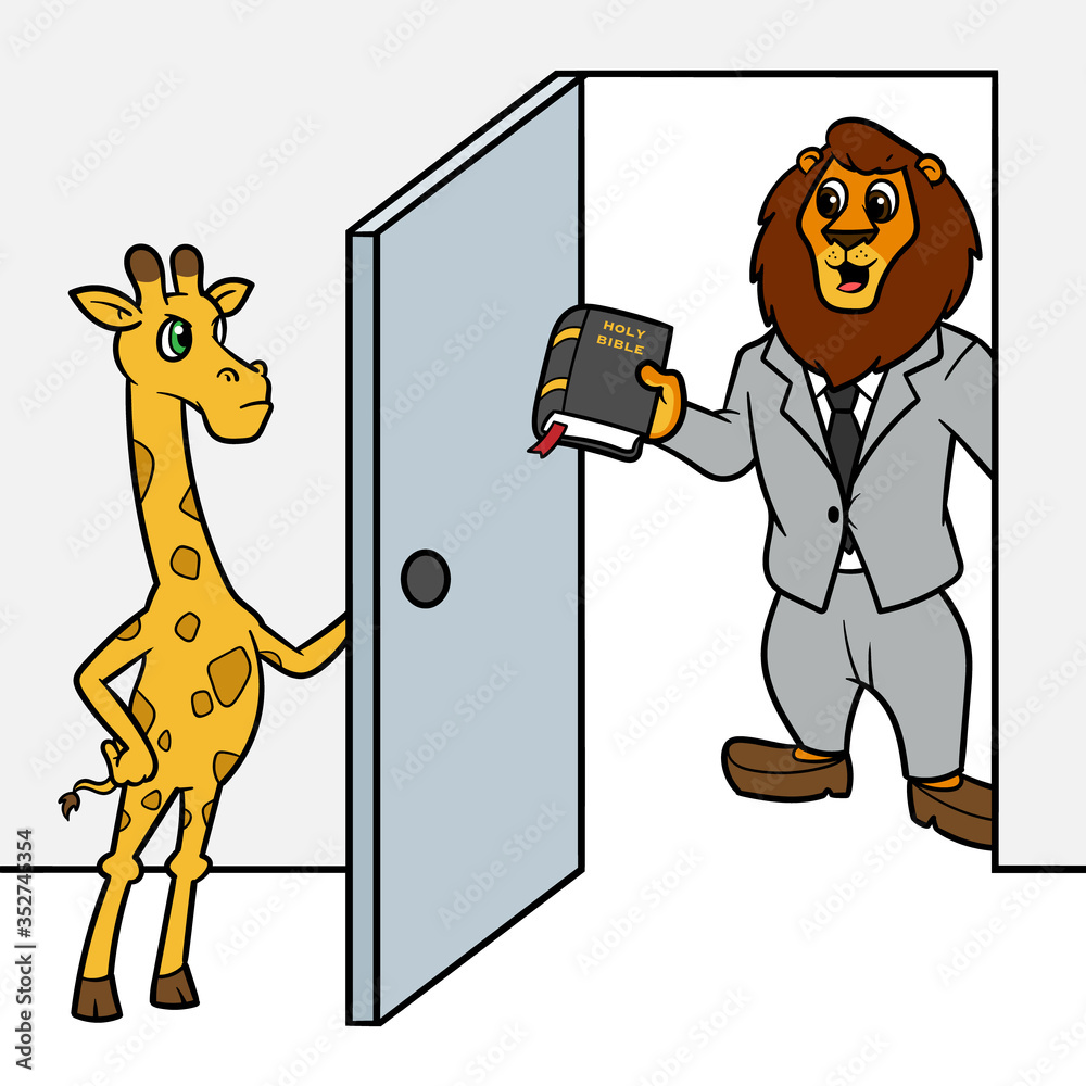 Cartoon Jehovah's Witness Lion Illustration Stock Vector | Adobe Stock