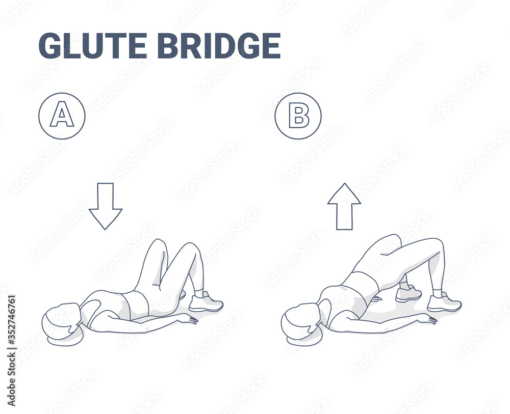 Glute Bridge Girls Home Workout Exercise Black and White Concept ...